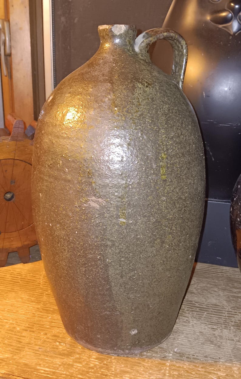 Alkaline Glazed 2 Gallon Catawba Valley NC Jug Great Mottled Green ...