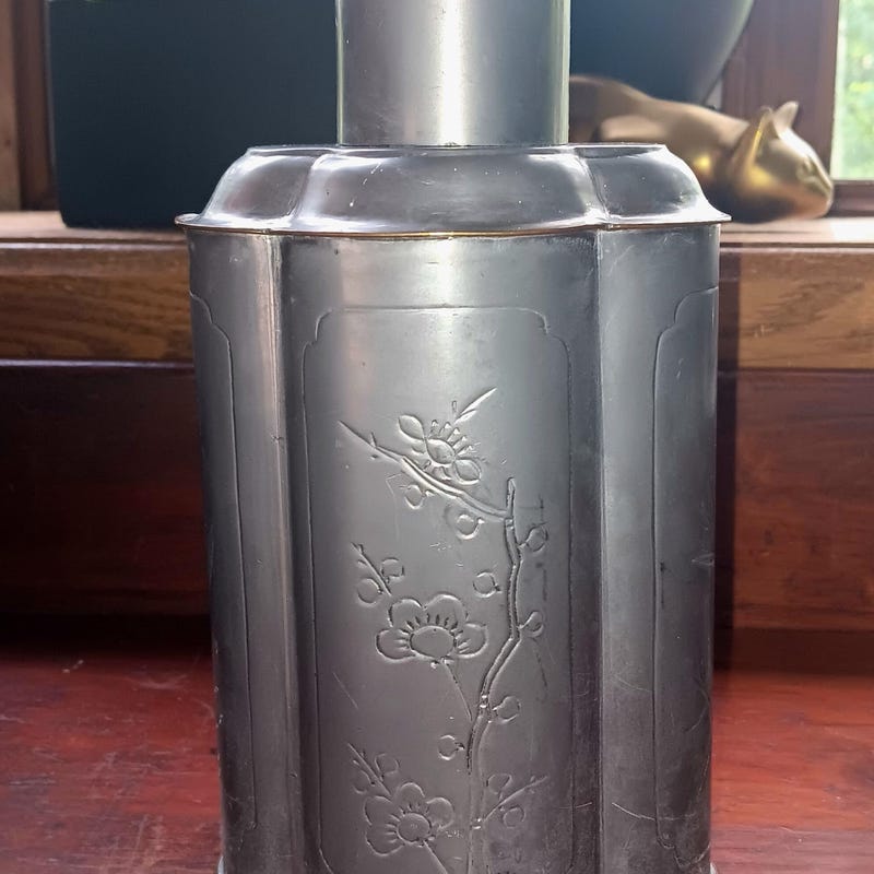 Vintage Pewter Tea Caddy - Etsy