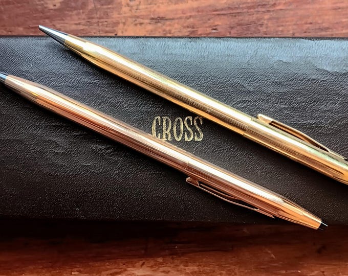 Two Vintage Cross Mechanical Pencils 14k Gold Filled Rose Gold 12k ...