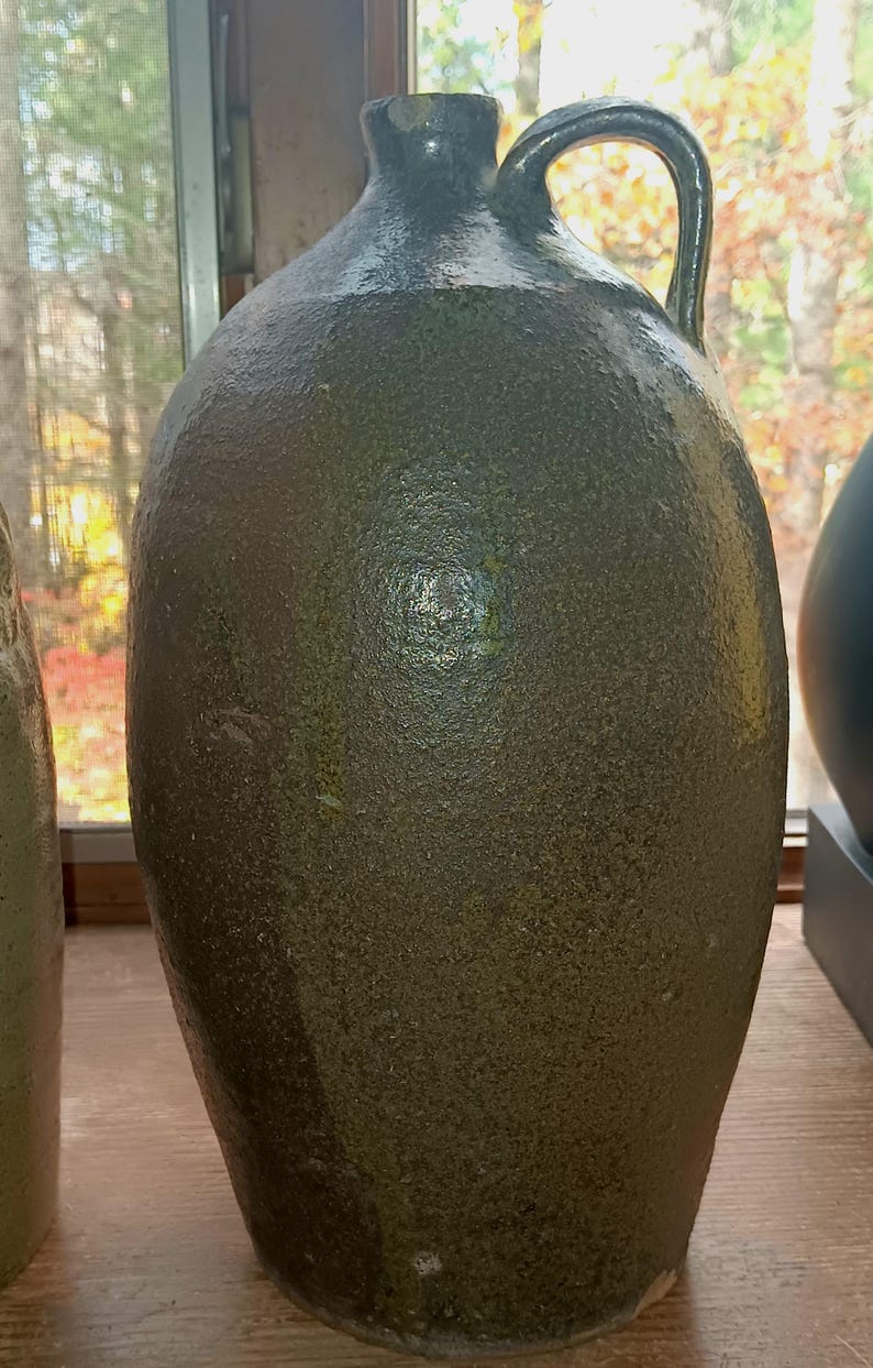 Alkaline Glazed 2 Gallon Catawba Valley NC Jug Great Mottled Green ...