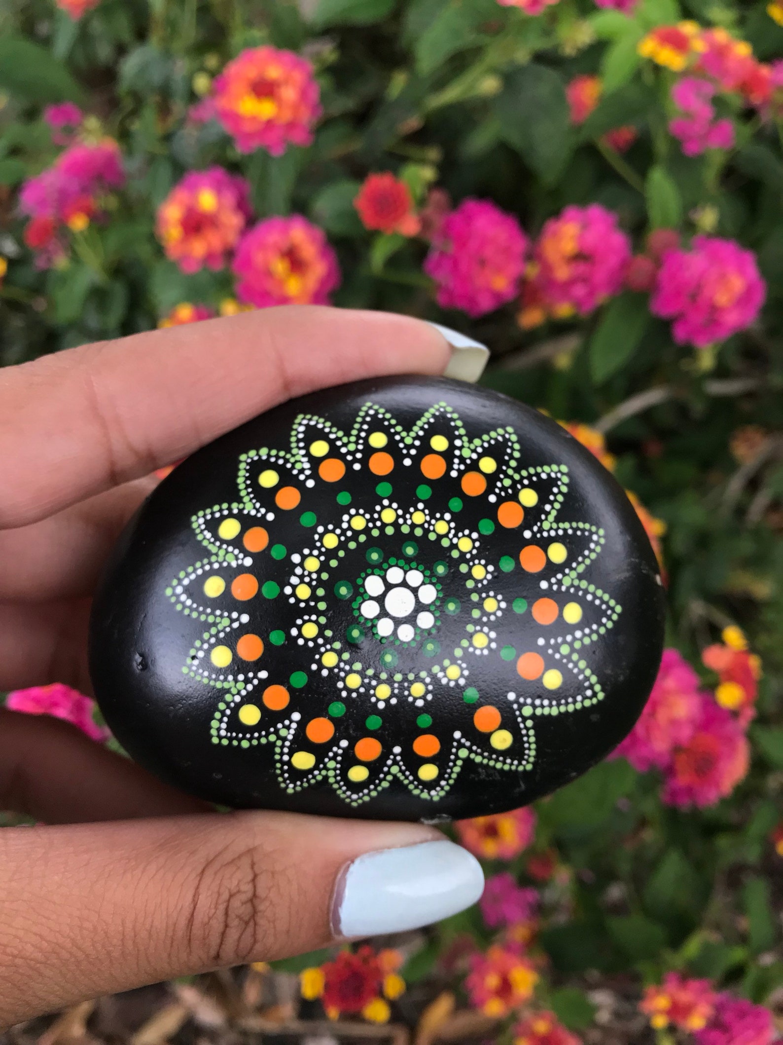 Hand Painted Dot Art on Rock/mandala Art/painted Rock Art - Etsy