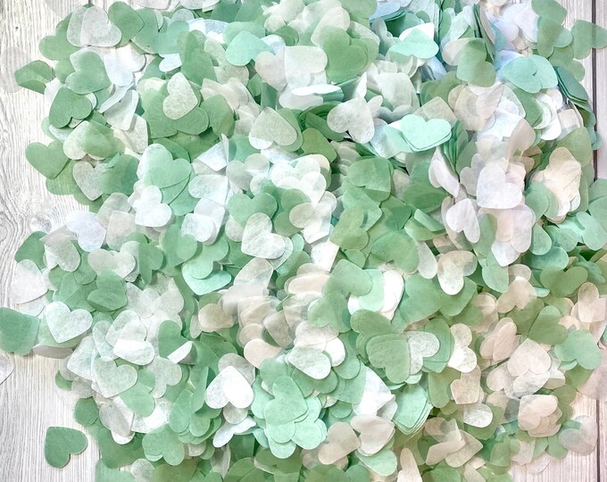 Sage Green and White Biodegradable Tissue Confetti, Throwing Wedding ...