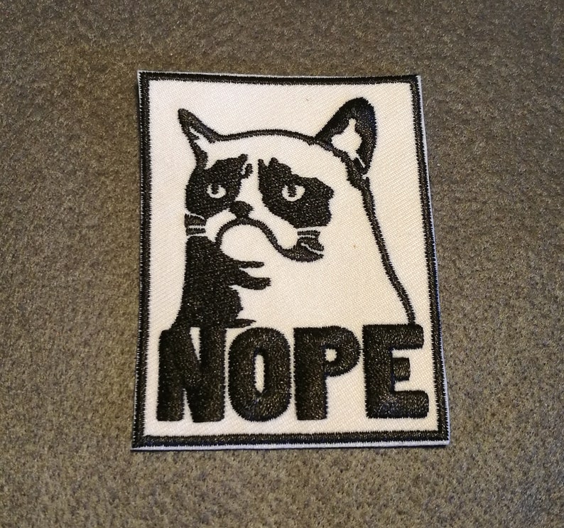 Nope Grumpy cat Embroidered | Etsy