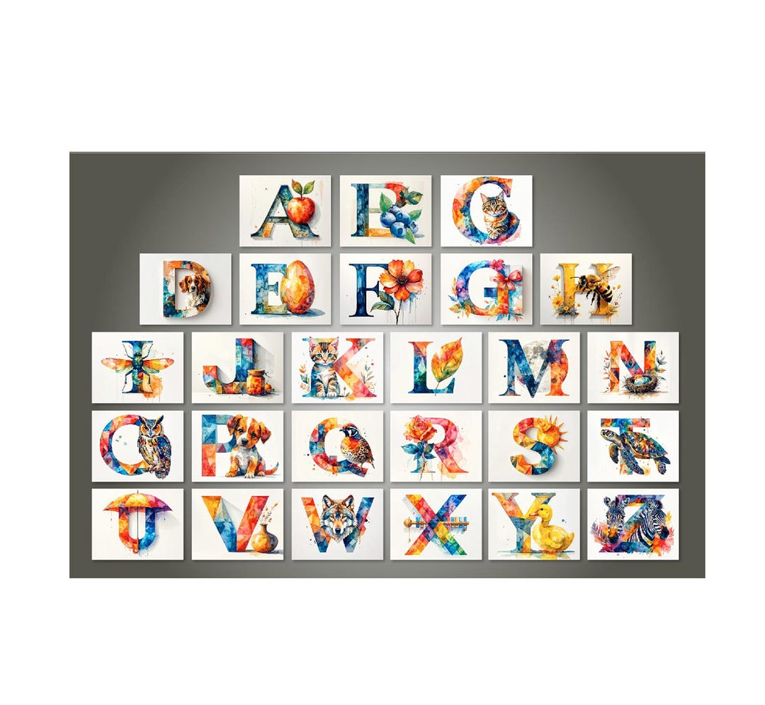 Classy Watercolor Alphabet Poster for Kids and Adults | Educational Art ...