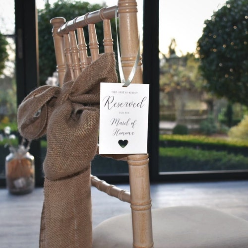 Wedding Ceremony Reserved Chair Tags. Personalised and Printed - Etsy UK