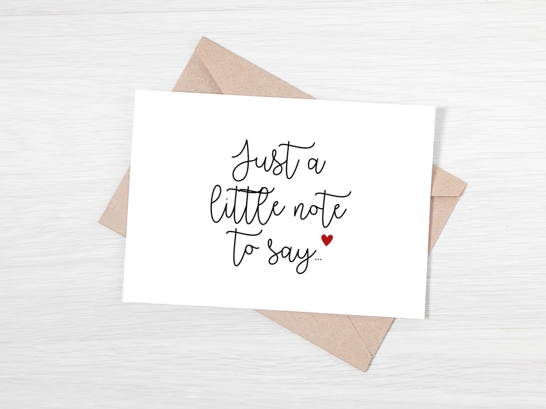 Just A Little Note Card With Red Heart - Etsy