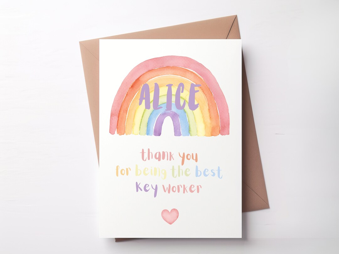 Nursery/ Pre-school Key Worker Card Personalised Thank You Card for ...