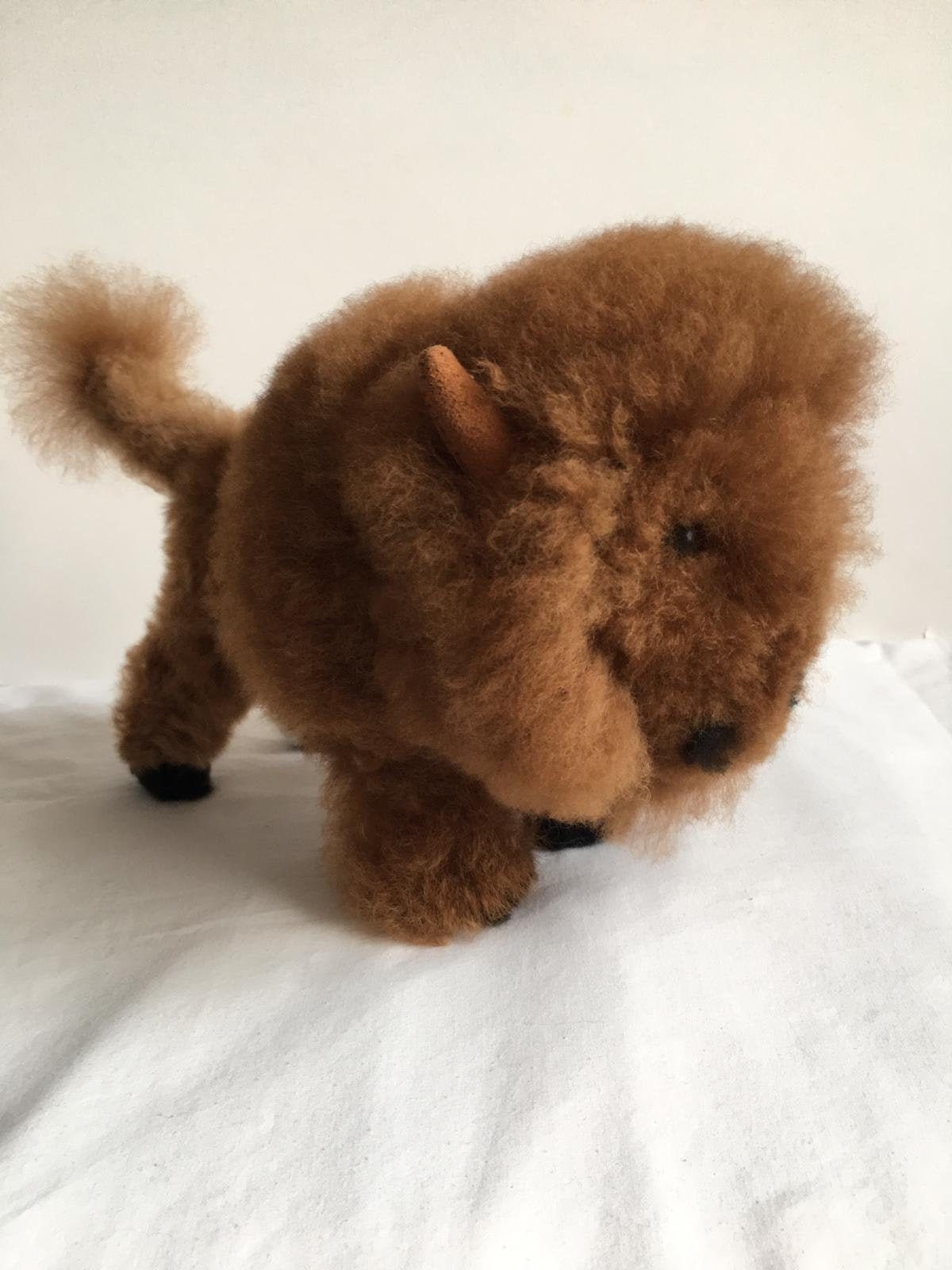 9 x 7 IN Handmade Alpaca fur Stuffed Animal Plush bison/handmade in Peru
