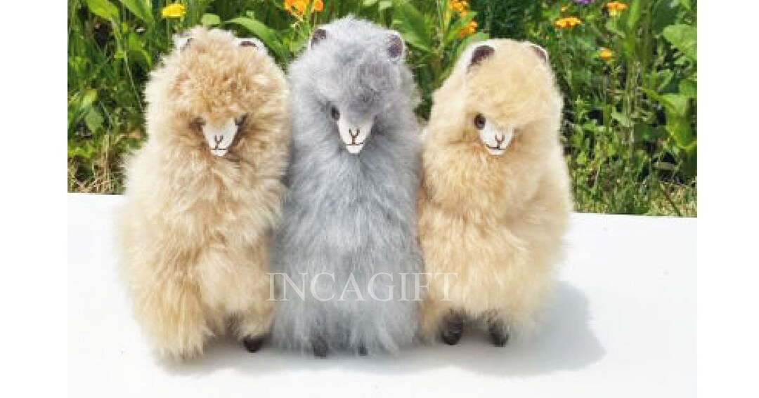 9 IN Handmade Alpaca Fur Stuffed Animal Plush Alpaca/ Llama Fur Teddy ...