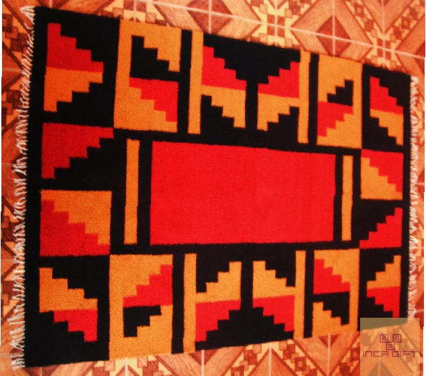 ON SALE Peruvian rug genuine handmade loomed alpaca sheep wool Peru ...