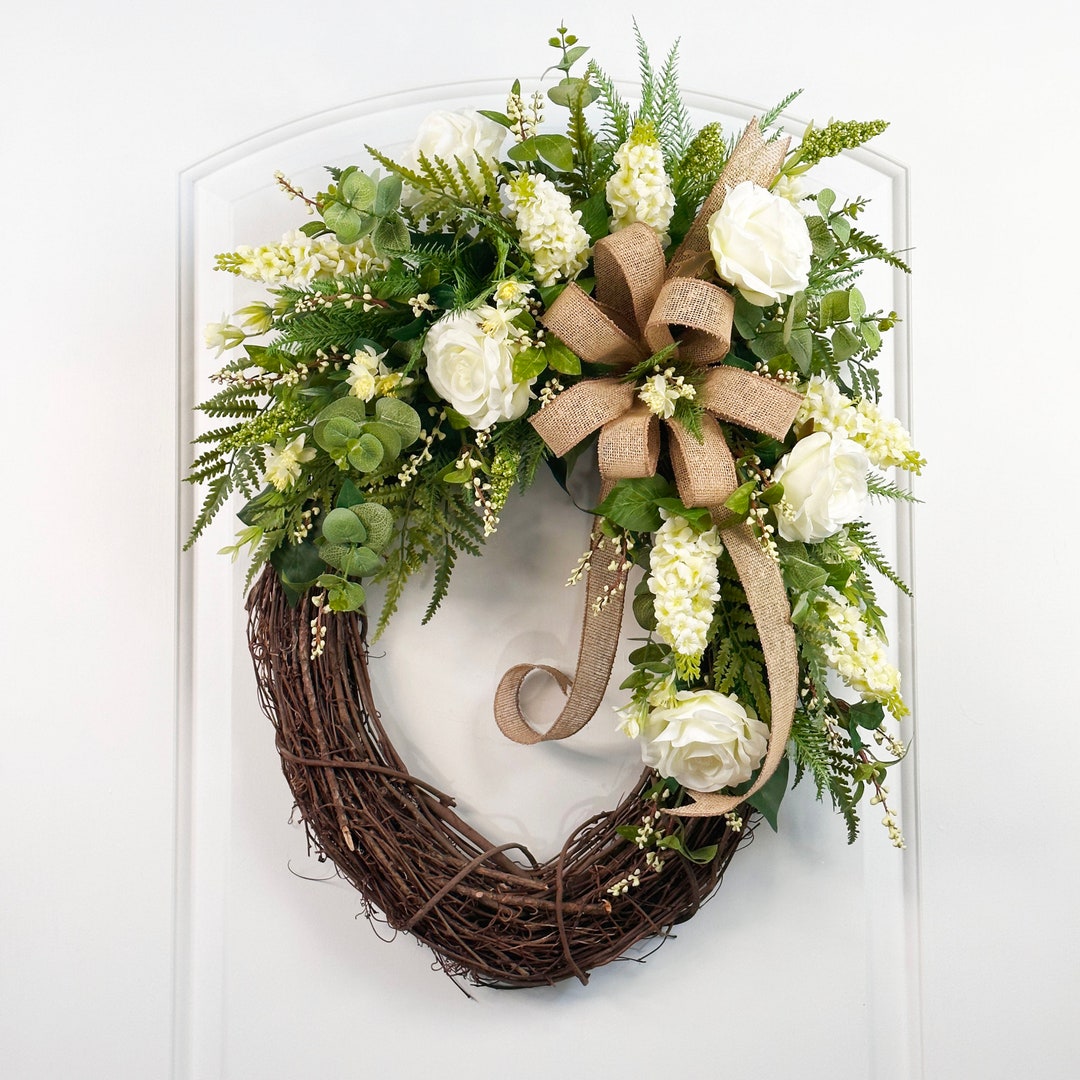 Everyday Floral Wreath, Year Round Door Wreath With Bow, Greenery ...