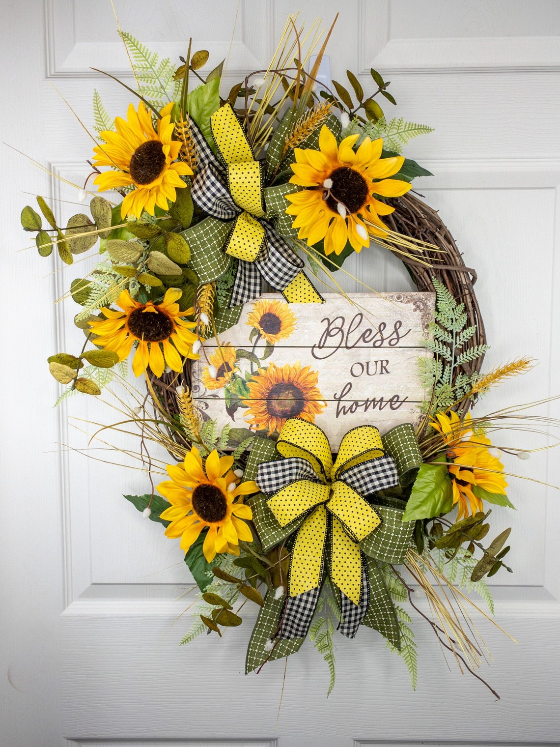 Fall Welcome Wreath for Front Door Sunflower Wreath Welcome | Etsy