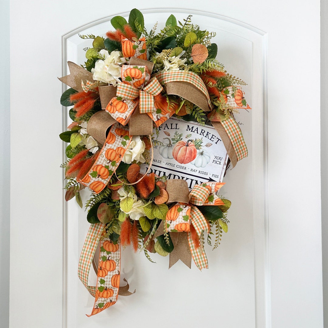 Country Fall Wreath for Front Door, Fall Harvest Wreath, Rustic Fall ...