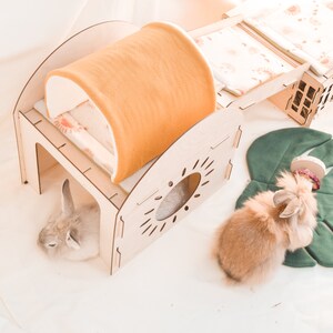 Sunny Bungalow Rabbit Hidey House - Indoor Rabbit Castle With Modular ...