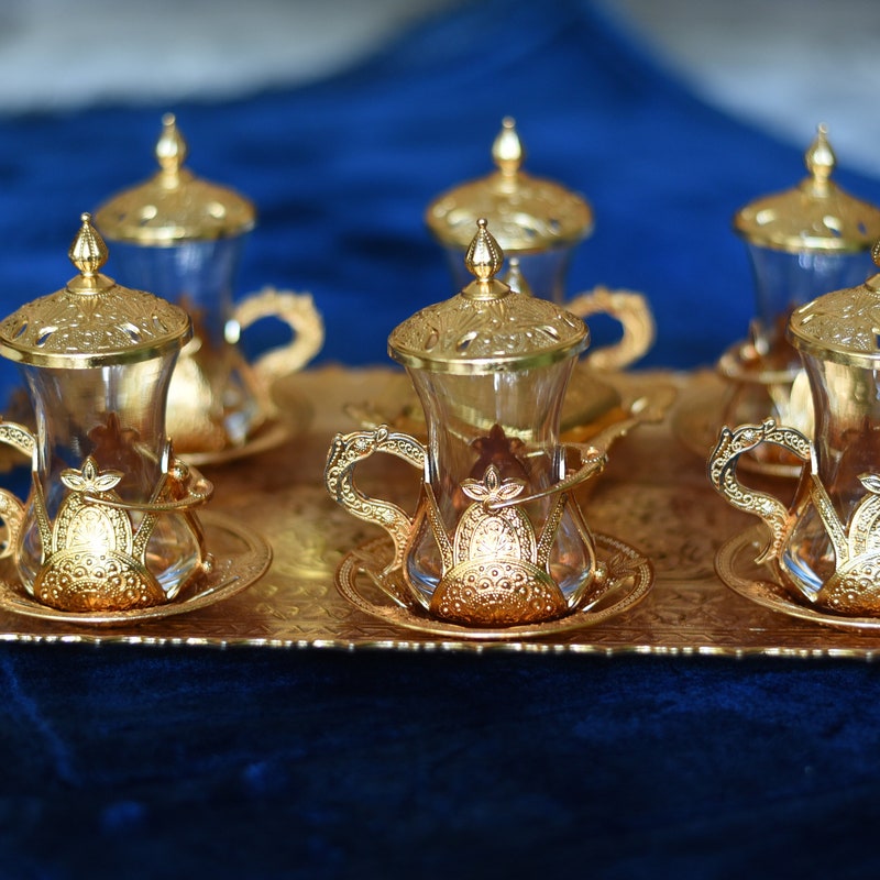 Gold Turkish Tea Set - Etsy