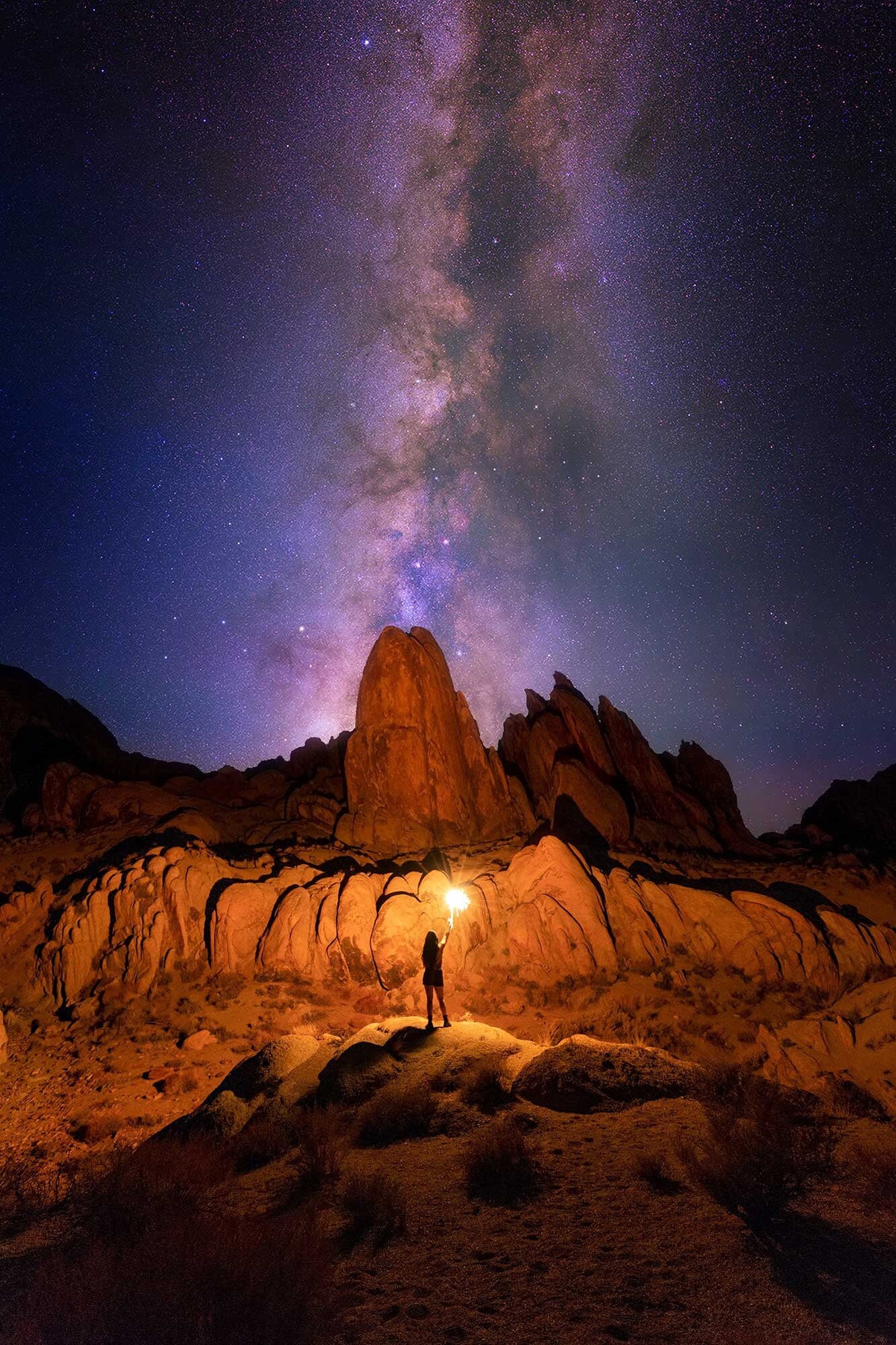 Hills At Night With Stars