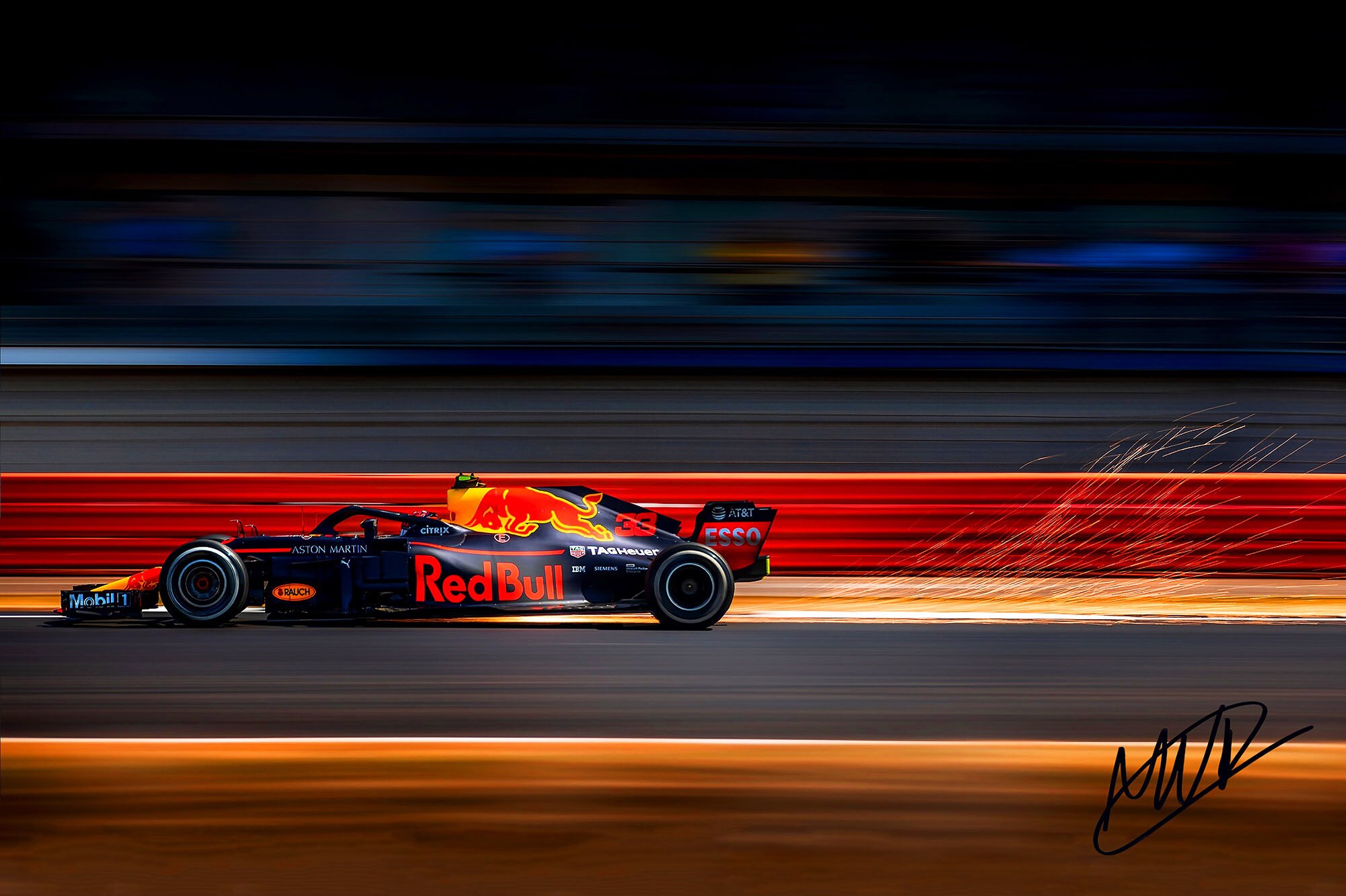 Red Bull Racing F1 With Pre-printed Max Verstappen Autograph - Giclee ...