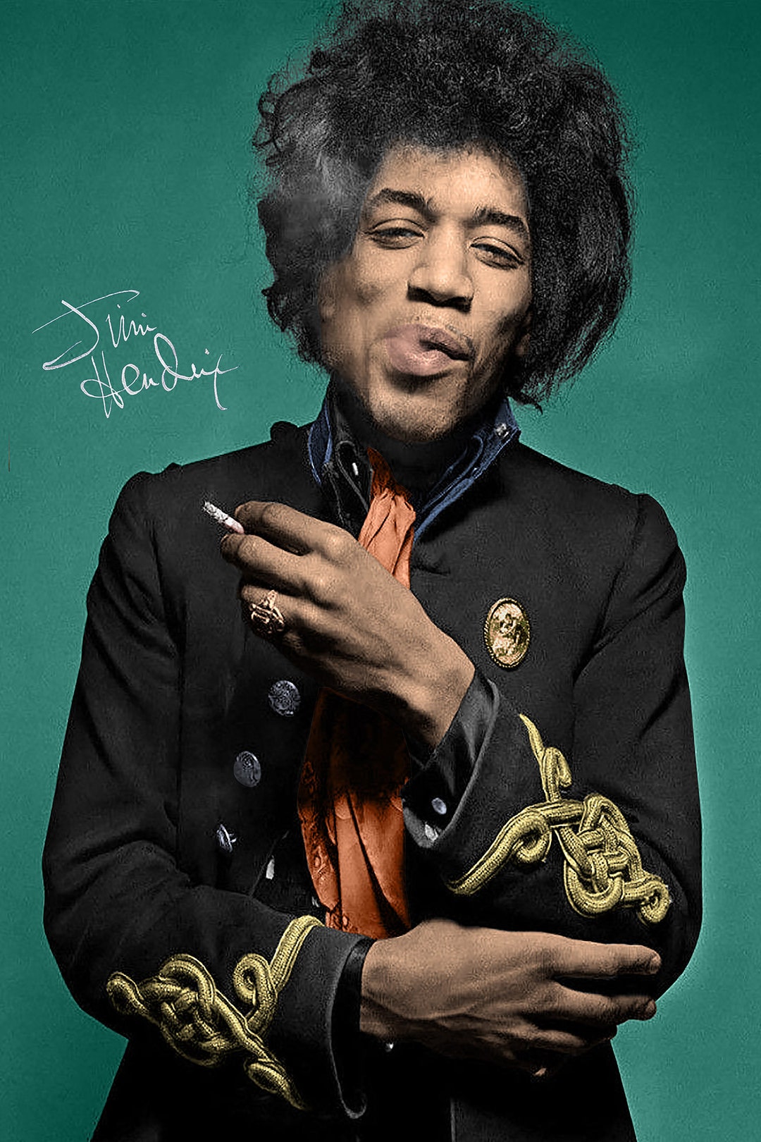 JIMI HENDRIX - Framed Photo Print With Pre-printed Autograph Signature ...
