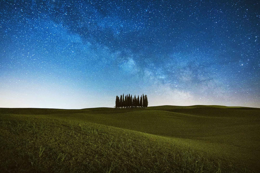 Milky Way, Starry Night Sky Over Field Canvas Wall Art Print Photo ...