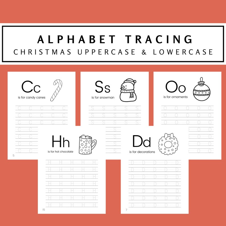 Christmas Alphabet Handwriting Practice Coloring Pages (uppercase ...