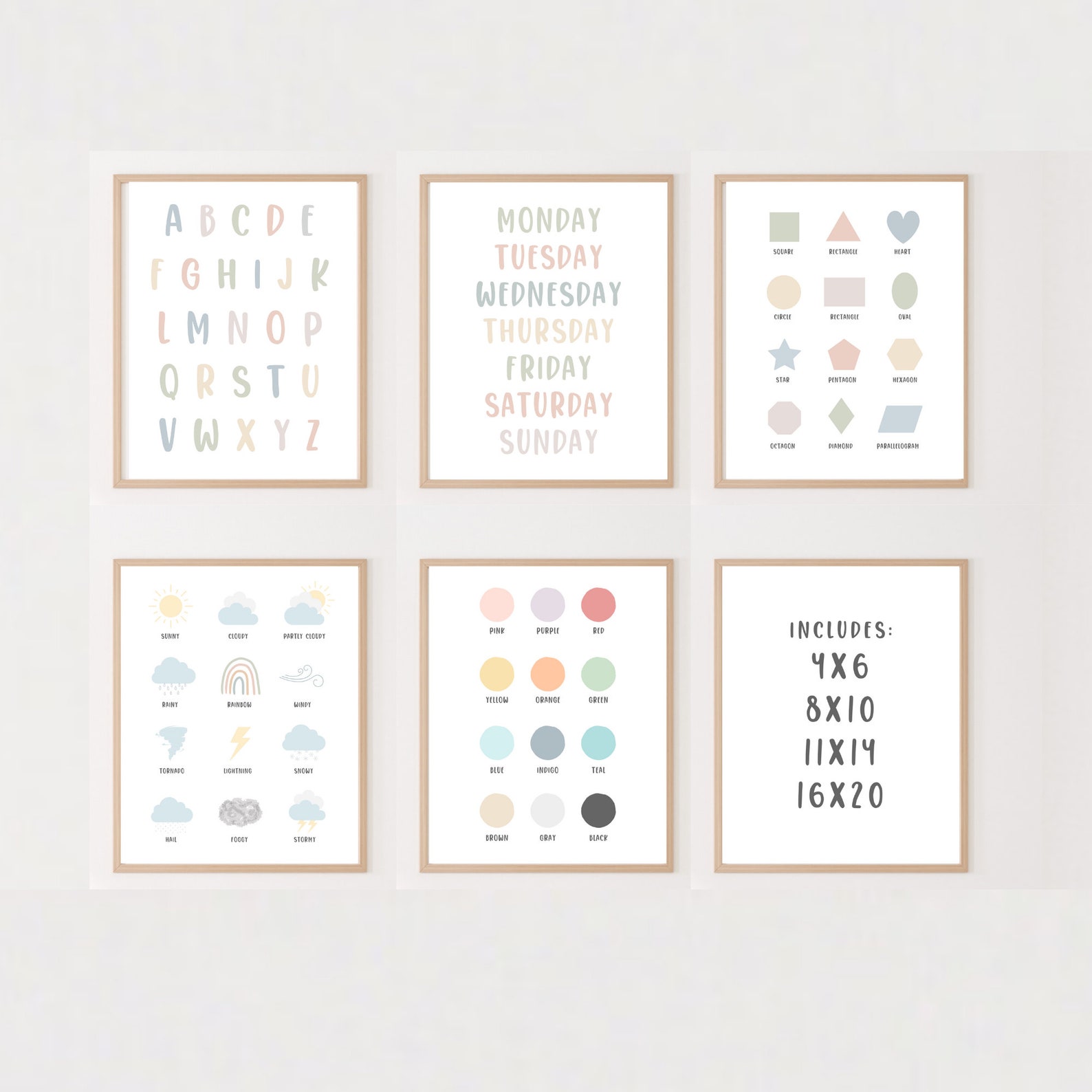 Alphabet Days of the Week Shapes Colors & Weather Poster - Etsy