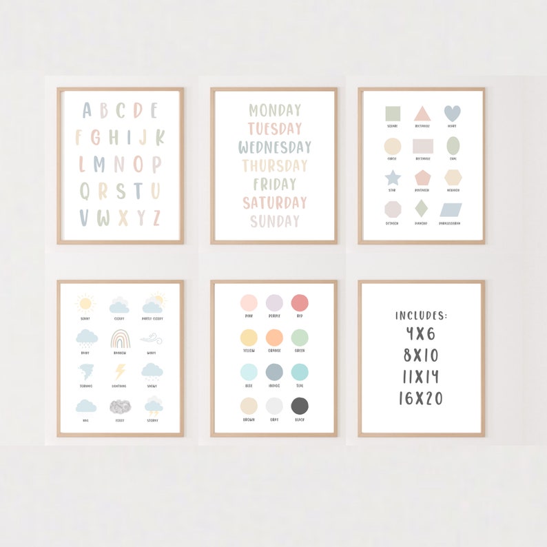 Alphabet Days of the Week Shapes Colors & Weather Poster - Etsy