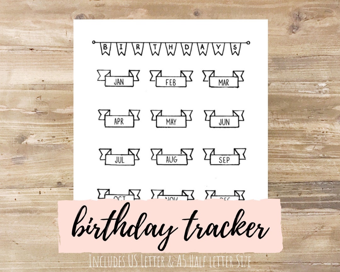 Birthday Tracker: Bullet Journal Printable - Etsy
