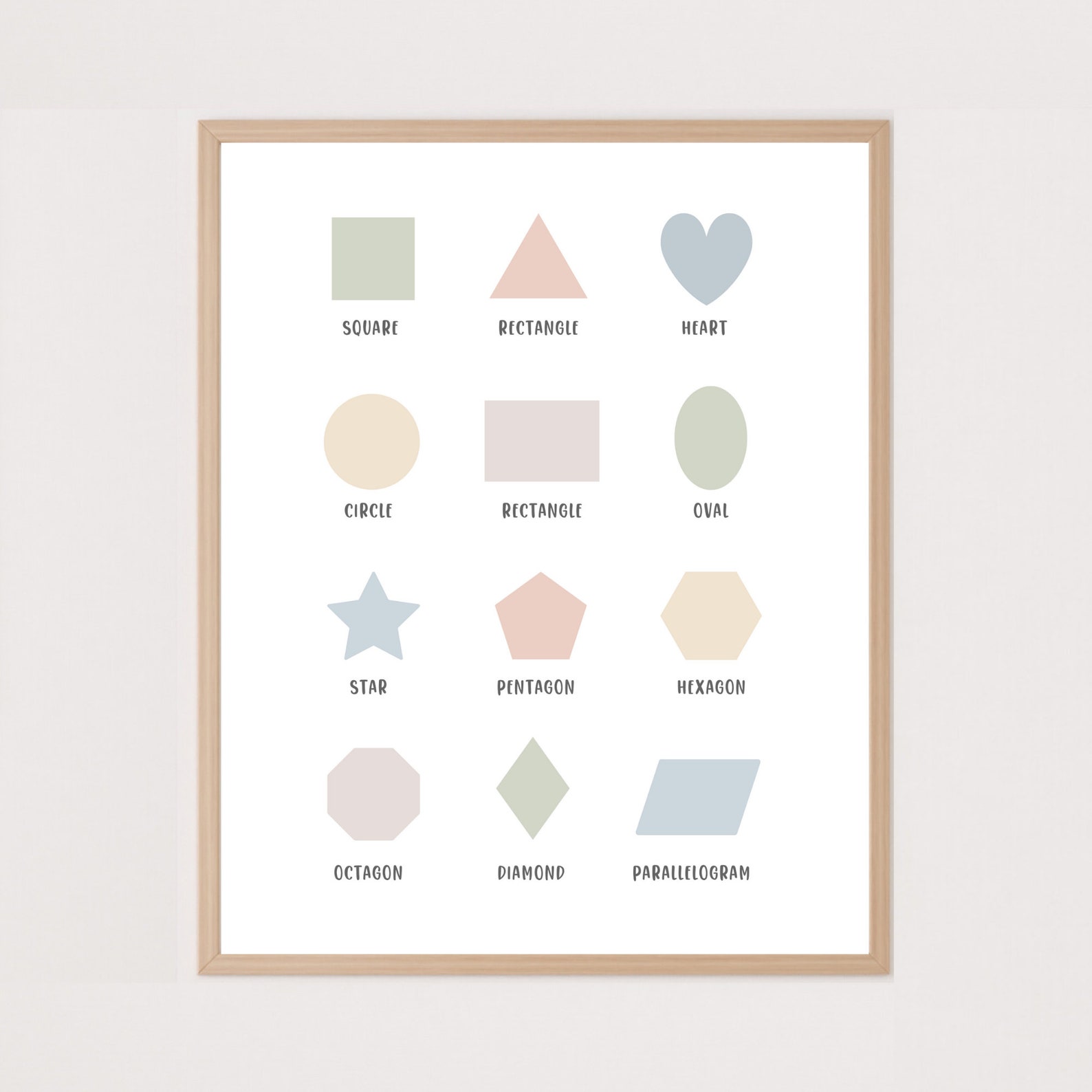 Shapes Poster neutral Colors Printable Wall Art classroom - Etsy UK
