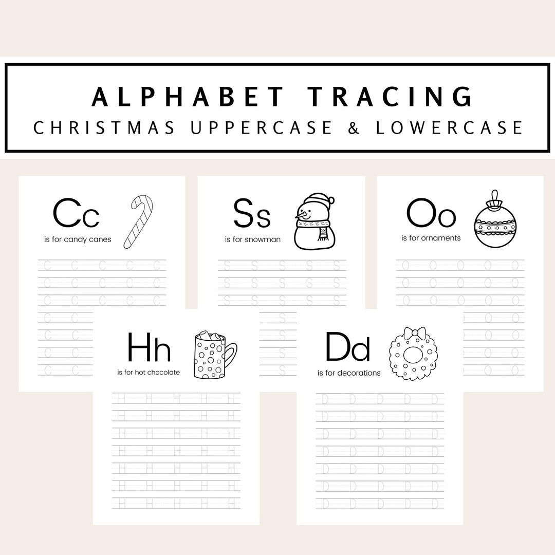 Christmas Alphabet Handwriting Practice Coloring Pages (uppercase ...