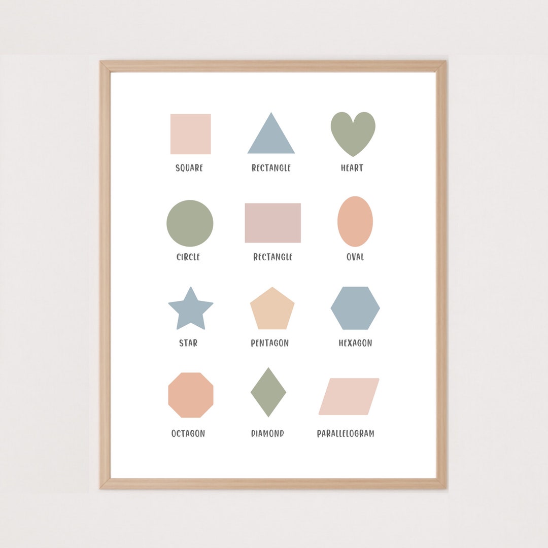 Shapes Poster (boho Colors) Printable Wall Art (classroom, Nursery ...