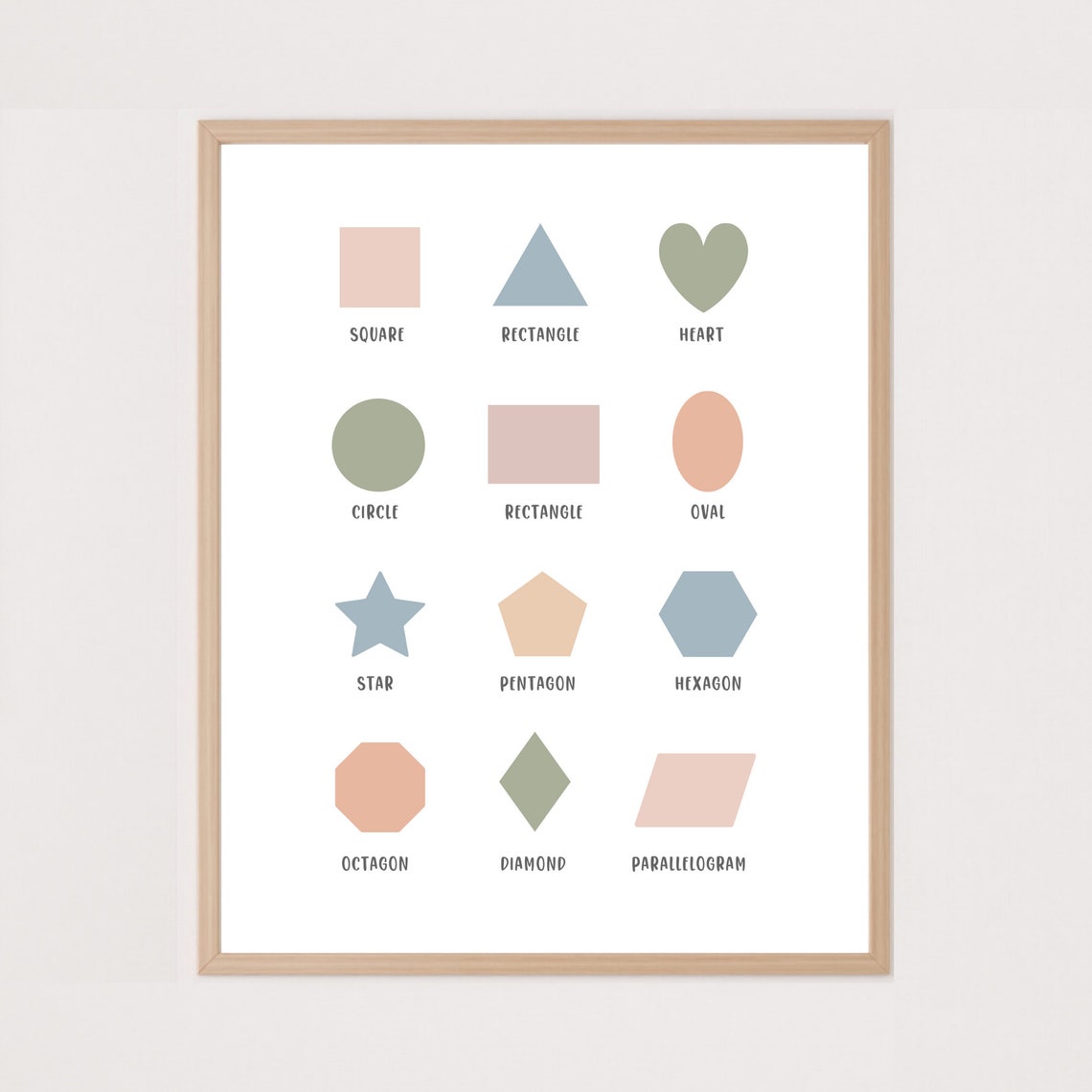 Shapes Poster boho Colors Printable Wall Art classroom, Nursery ...