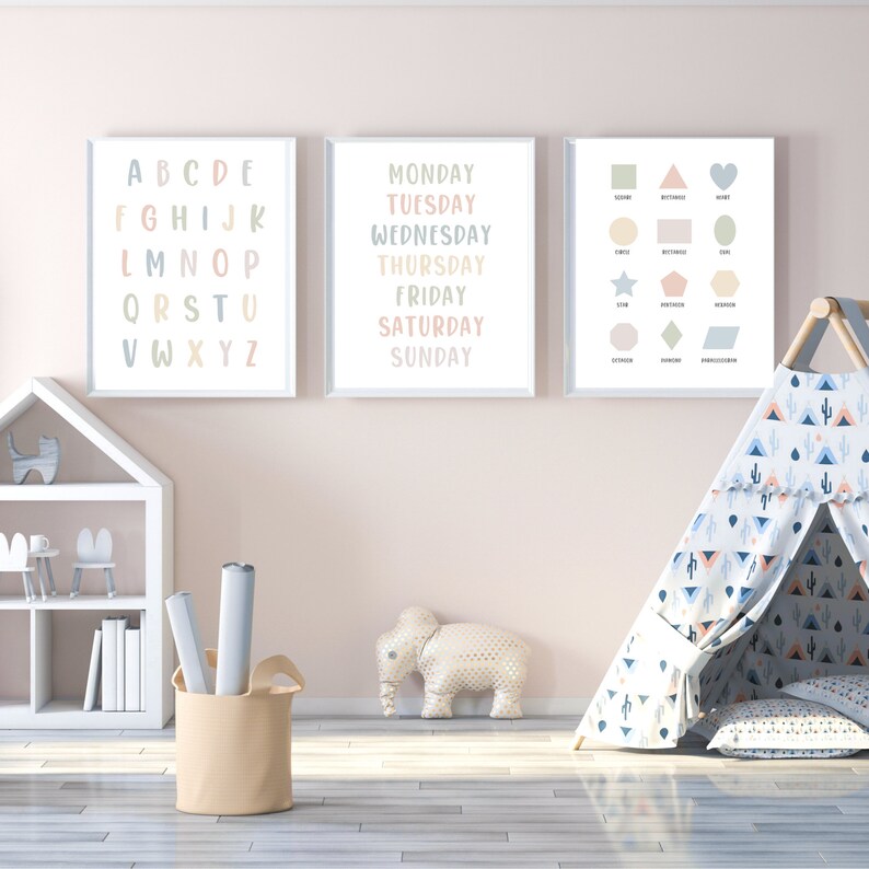 Alphabet Days of the Week Shapes Colors & Weather Poster - Etsy