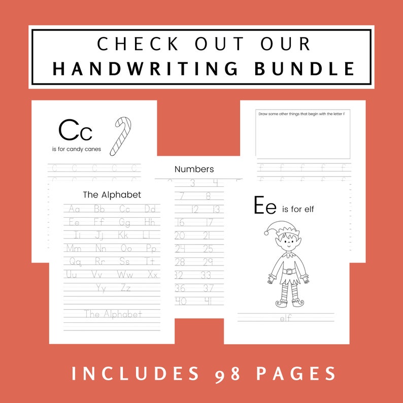 Christmas Alphabet Handwriting Practice Coloring Pages (uppercase ...