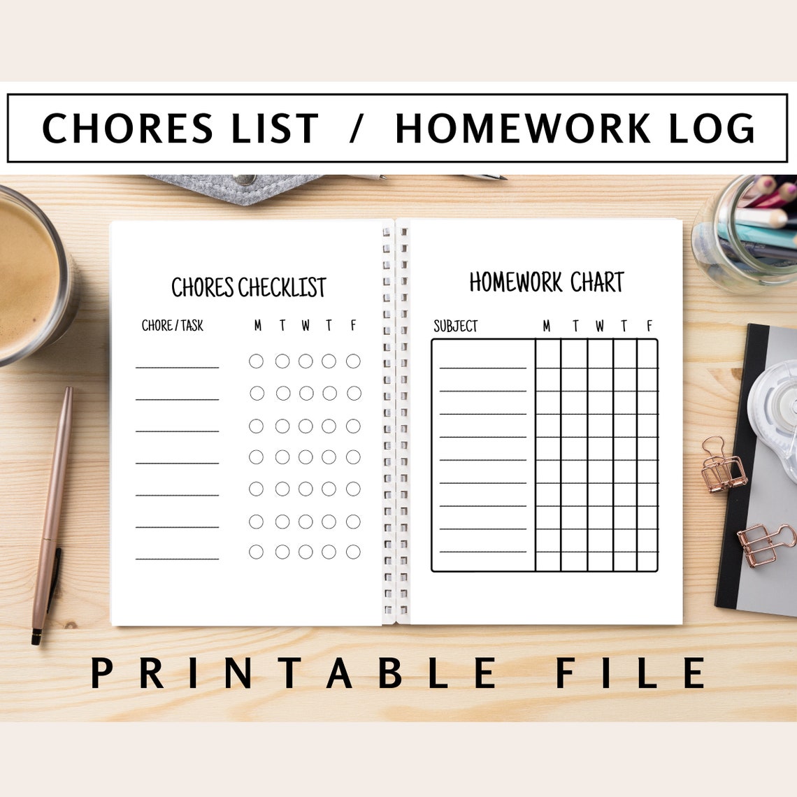 PRINTABLES: 14 Bullet Journal Pages for Children homework - Etsy