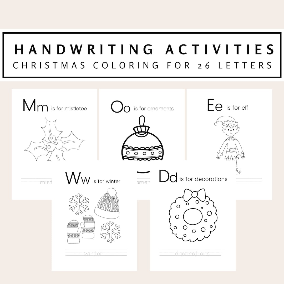 Christmas Handwriting Practice Coloring Pages (uppercase + Lowercase ...