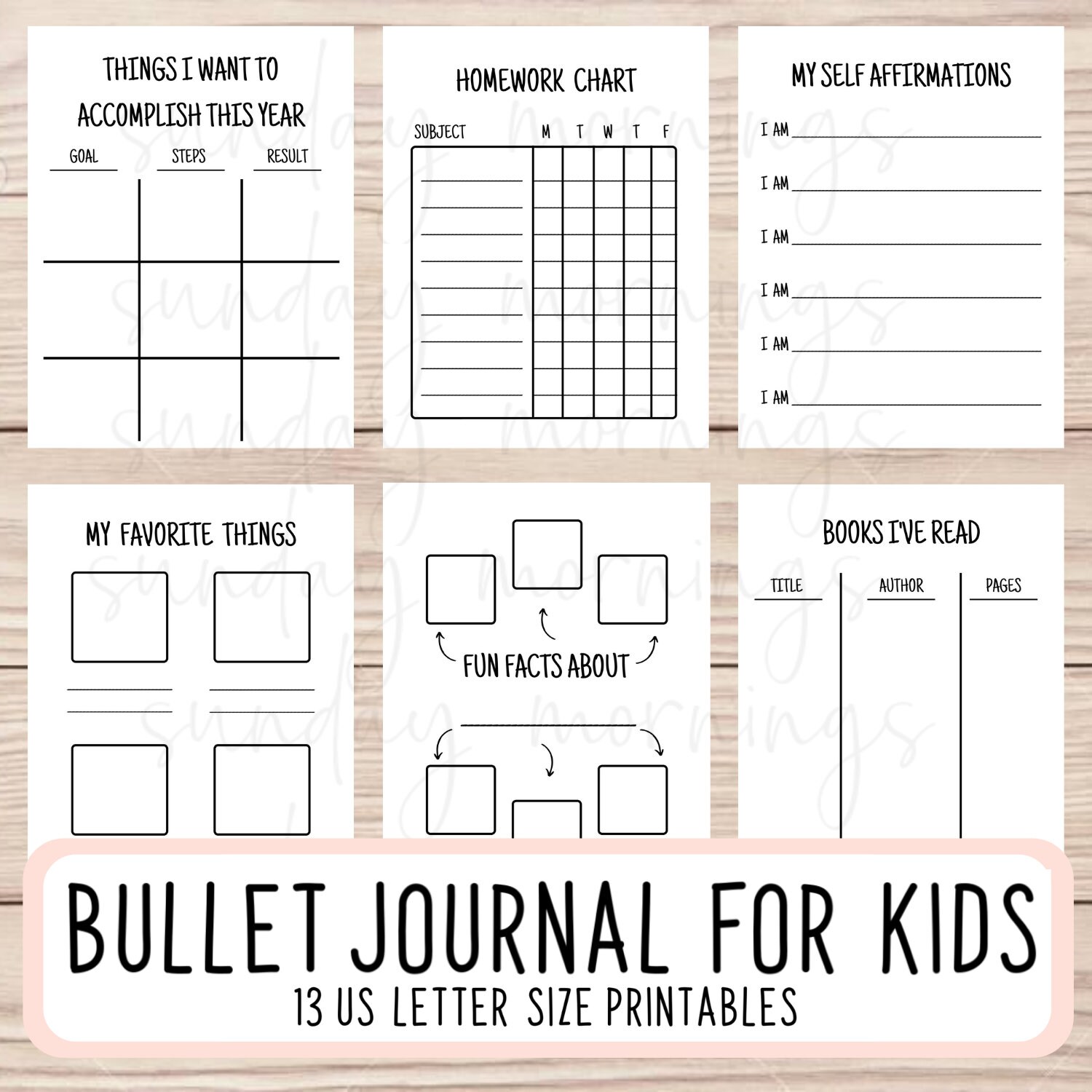 PRINTABLES: 14 Bullet Journal Pages for Children homework | Etsy UK