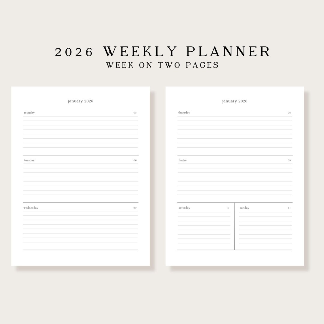 2026 Dated Weekly Planner PRINTABLE | Digital Downloadable, Habit ...