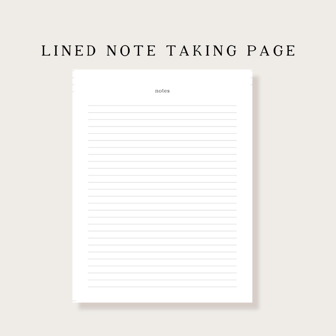 Simple Lined Notes Page PRINTABLE | Digital Planner, Minimalist ...