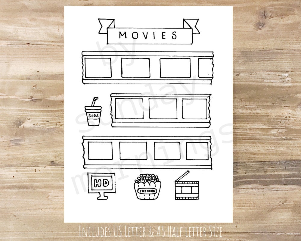 Movies to Watch: Bullet Journal Printable - Etsy