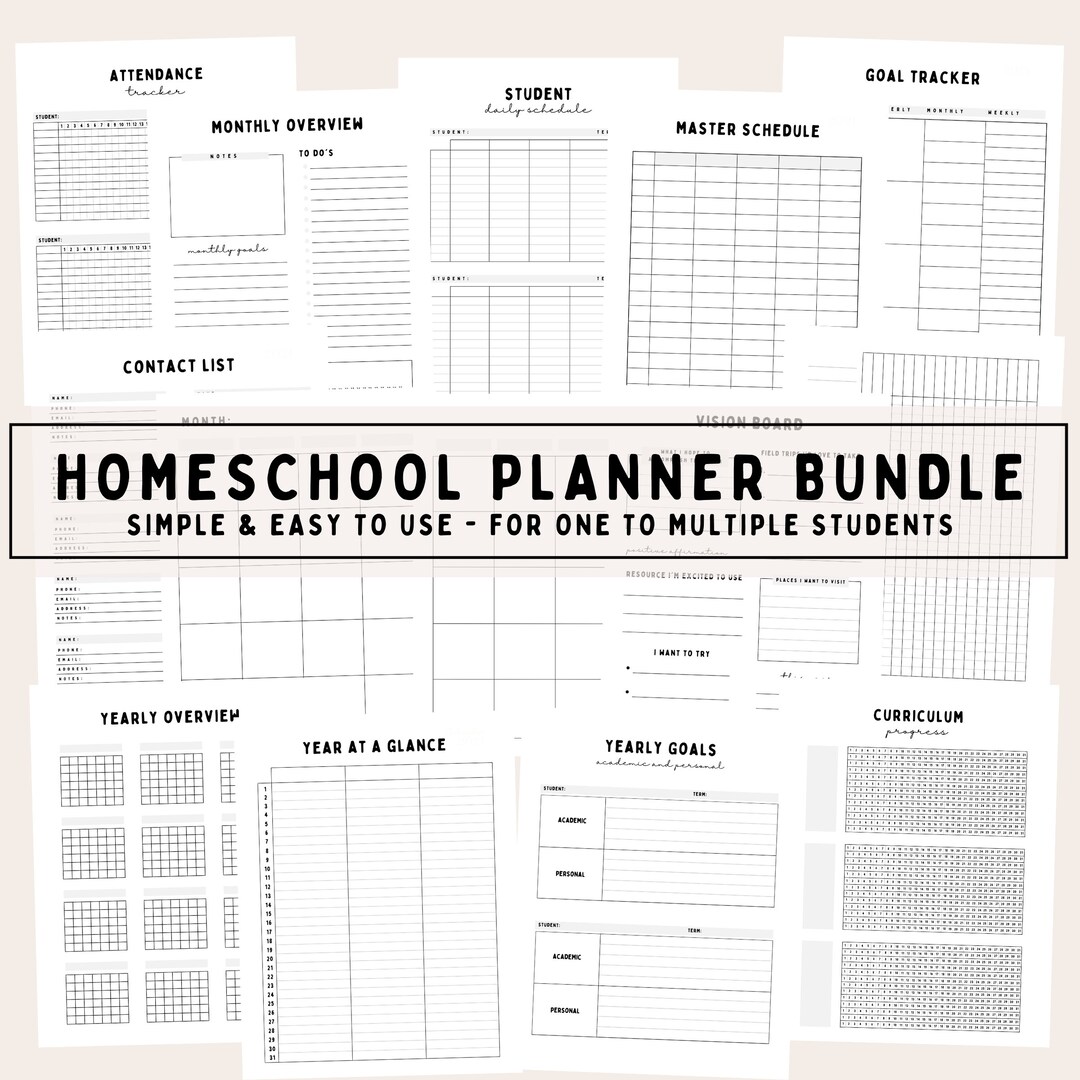 Printable Homeschool Planner Bundle (for Teaching One to Multiple Kids ...