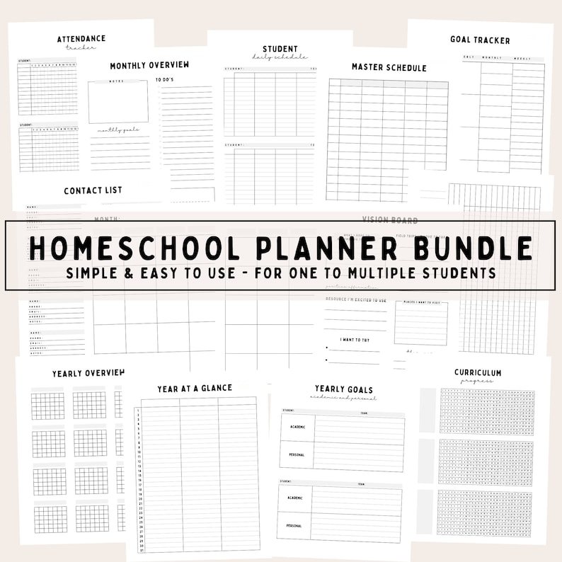 Printable Homeschool Planner Bundle (for Teaching One to Multiple Kids ...