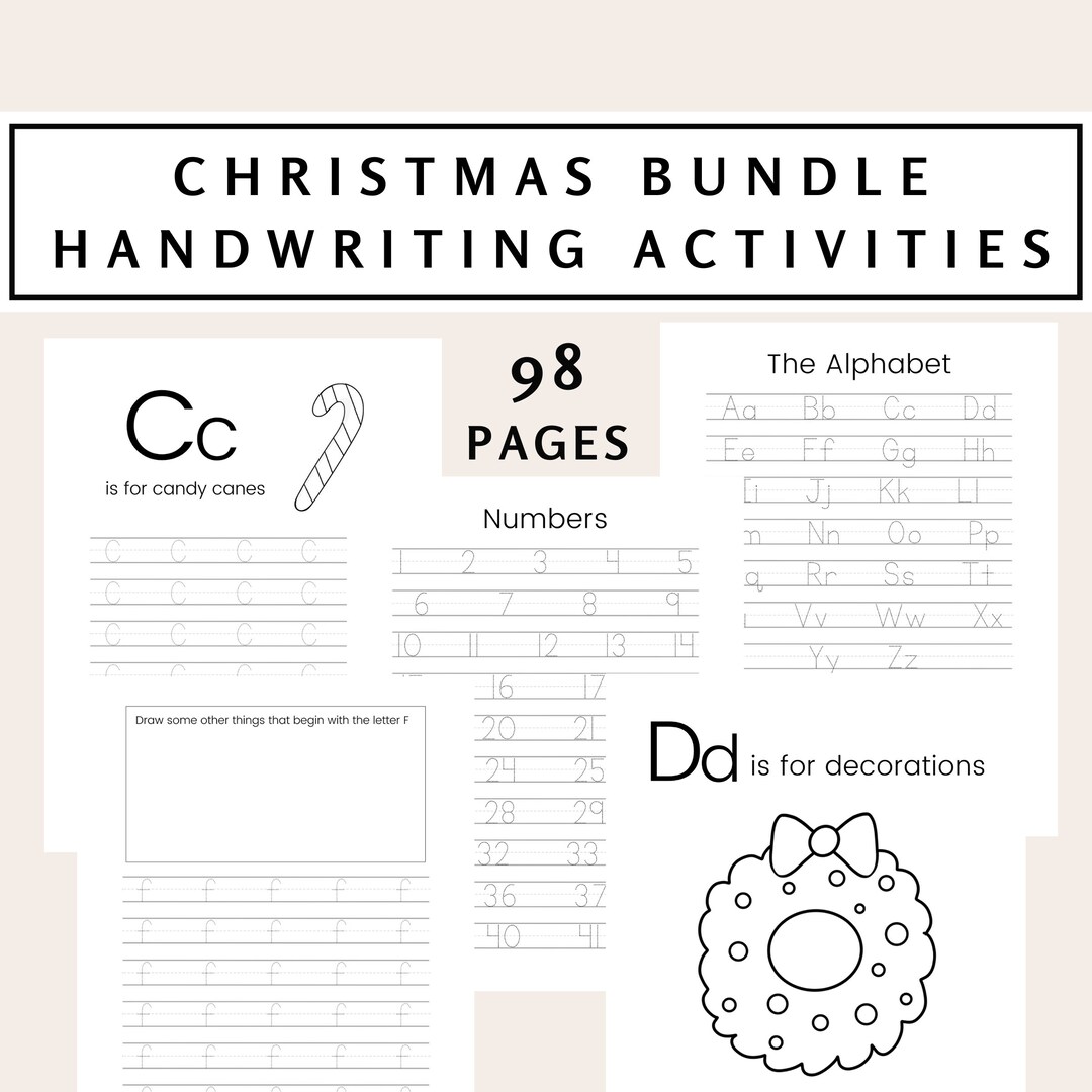 Christmas Handwriting Practice Activities + Coloring Pages (name ...