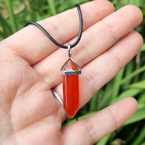 Red Agate Double Terminated Point Necklace - Etsy