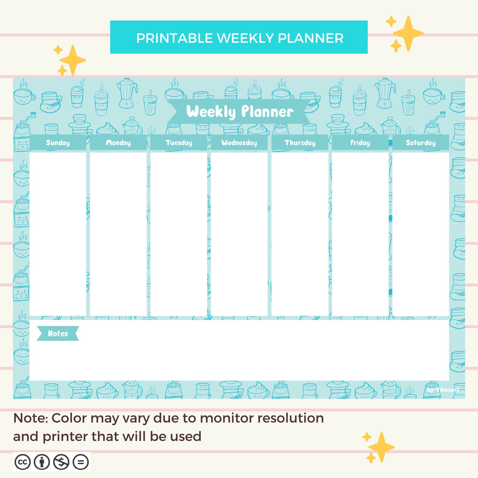 Digital Coffee Weekly Planner - Etsy