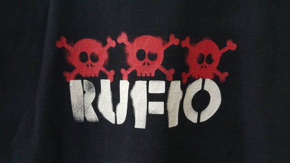 Vintage 00s RUFIO skull logo punk rock band tees rare - Gem