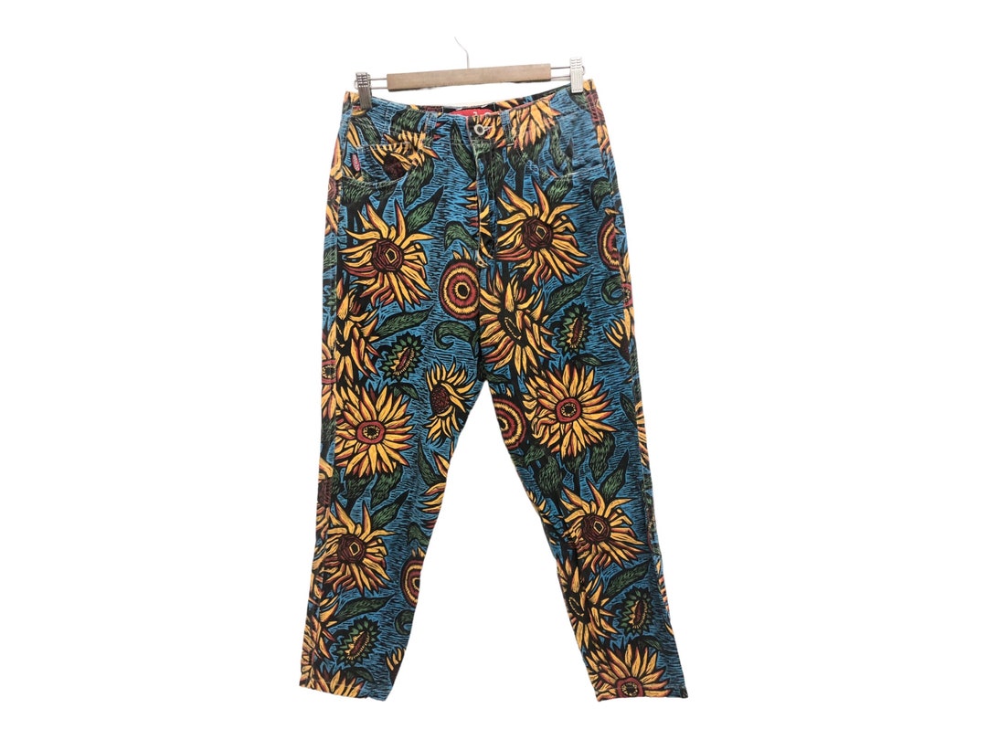 Vintage 90s MAMBO All Over Printed Sunflower Art Rare Pants - Etsy