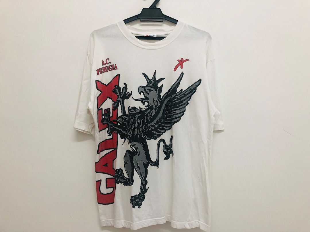 Vintage A.C. PERUGIA CALCIO Italian Football Club Big Logo Tee Pop ...
