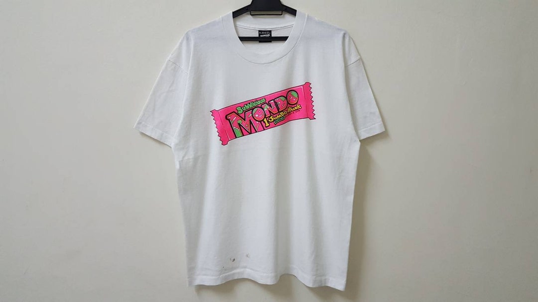 Vintage 90s BUBBLICIOUS MONDO 1 Jumbo Hunk Regular Bubble Gum Promo Tee ...