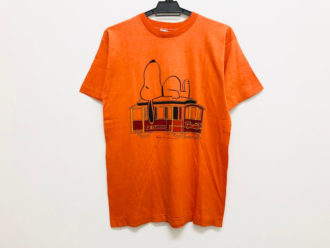 Vintage 70s SNOOPY Peanuts San Francisco CHAMPION Blue Bar T Shirt Rare ...