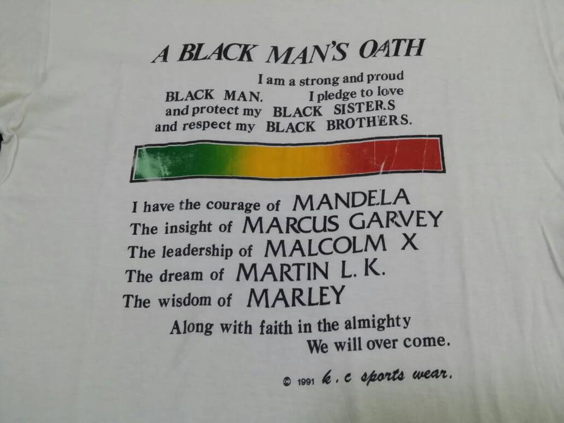 Vintage 90s 1991 A Black Man's Oath Mandela Marcus Garvey Malcolm X ...